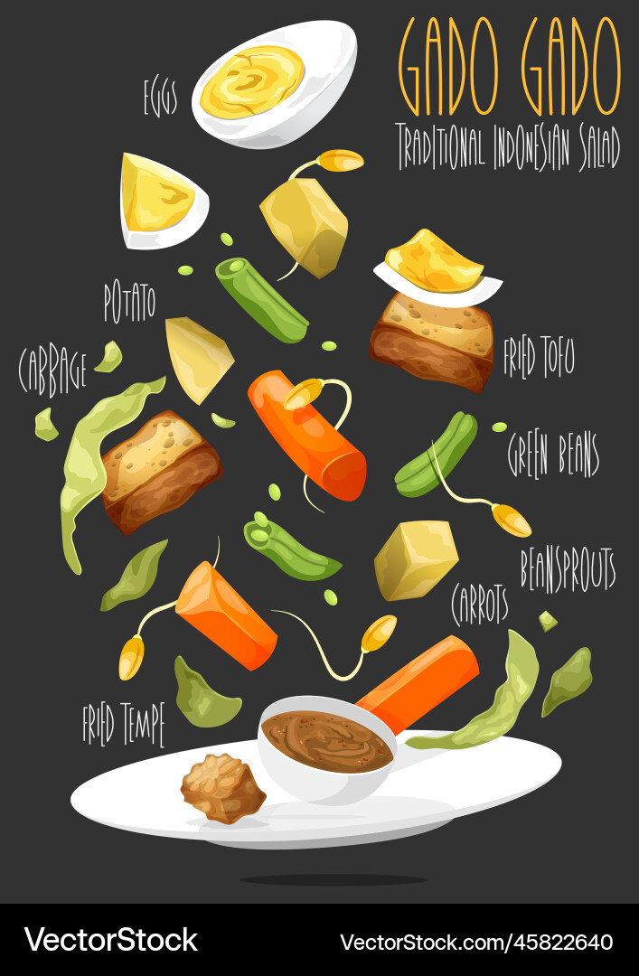 Gado traditional indonesian salad Royalty Free Vector Image