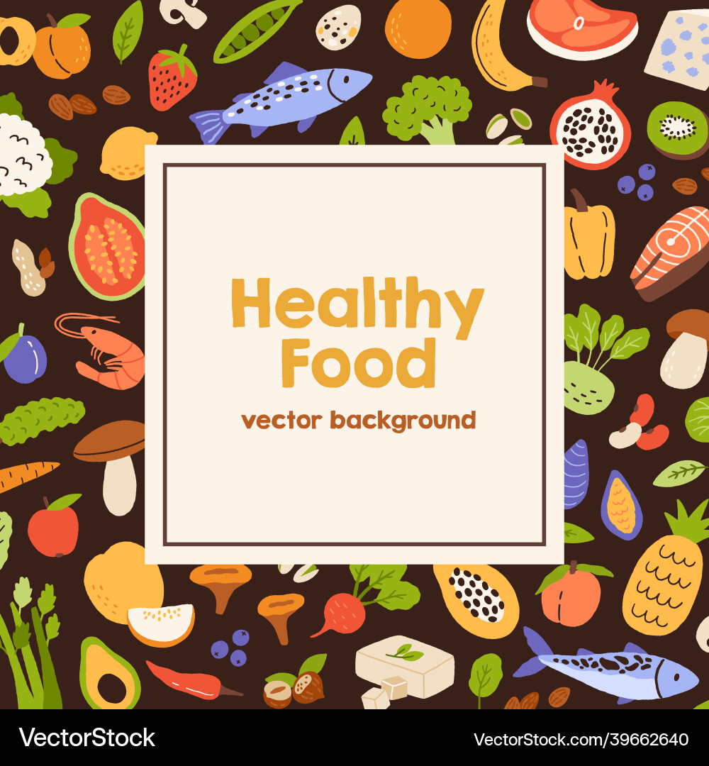 Healthy food frame with background for text Vector Image