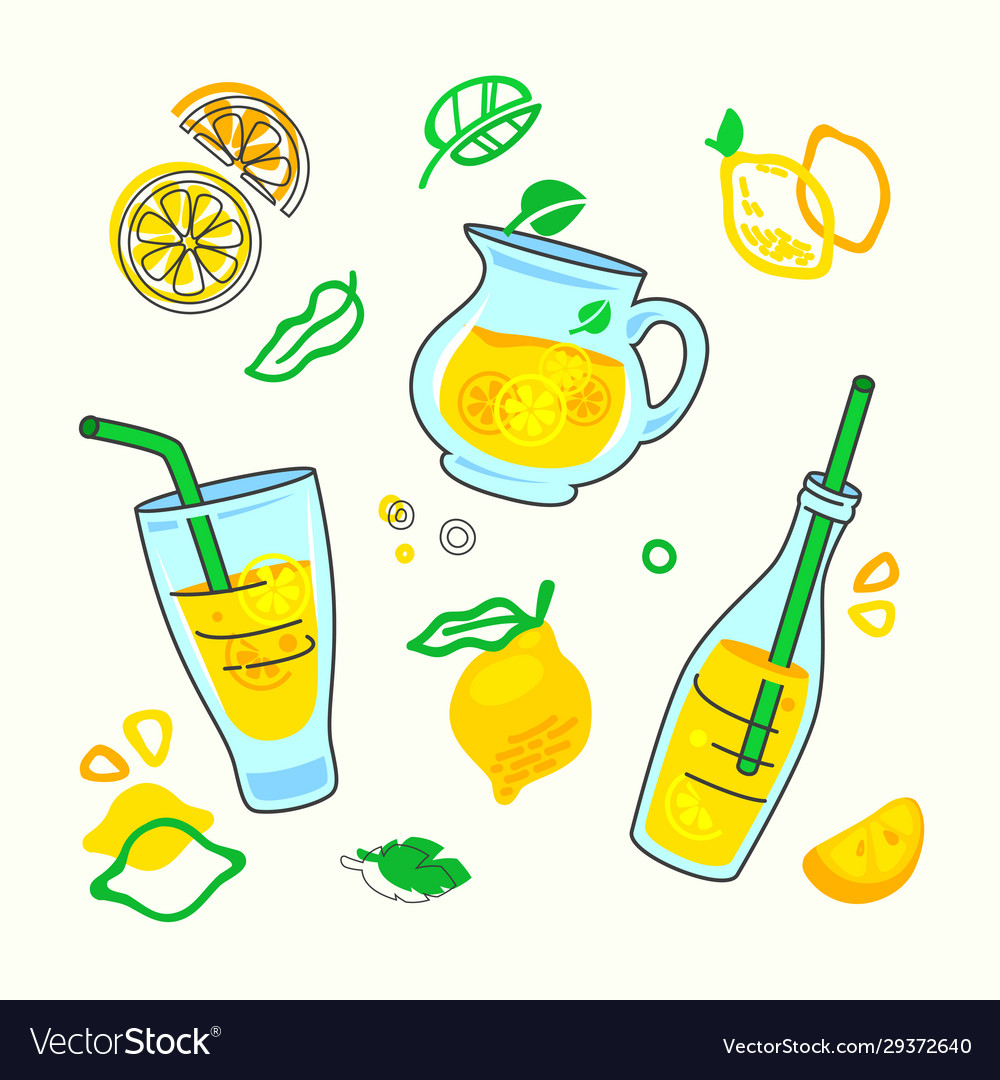 Homemade lemonade drink print with different Vector Image