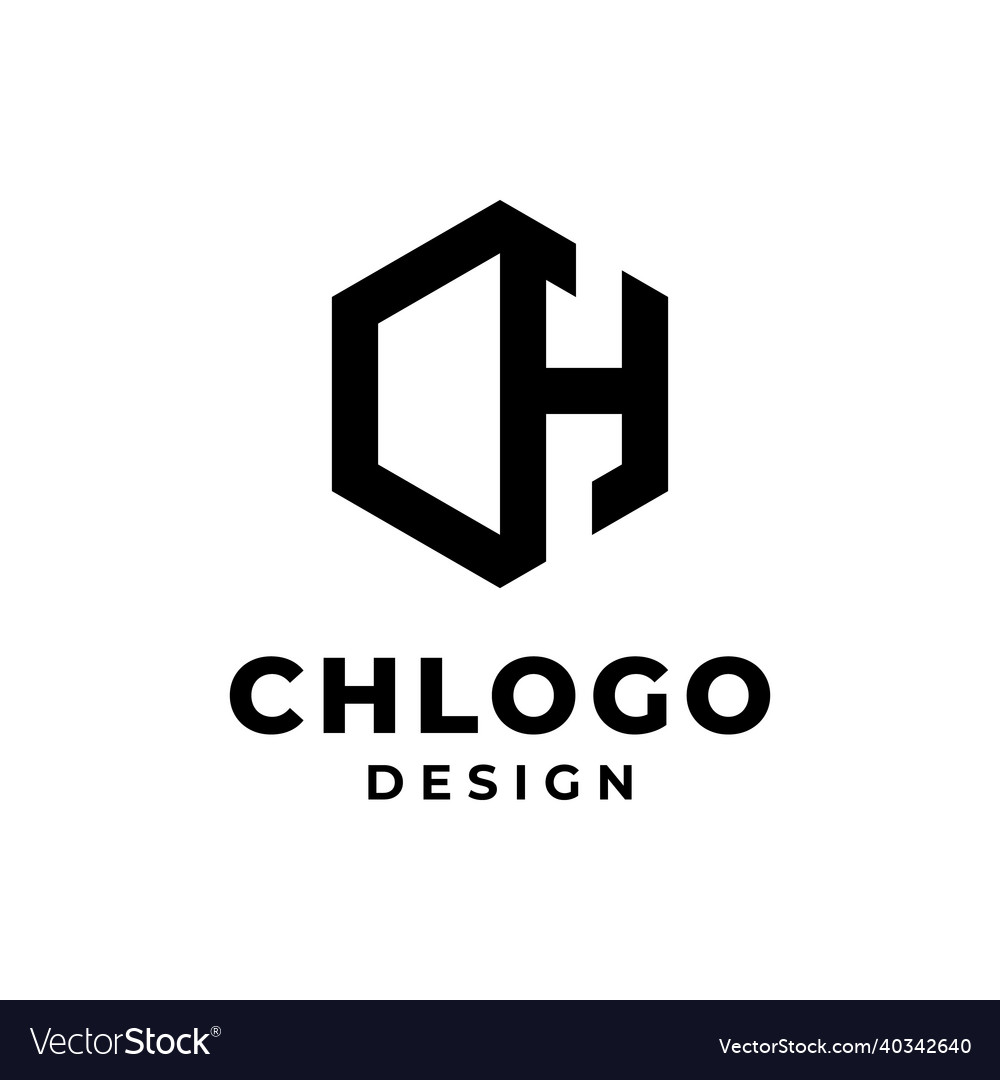 Initial letter ch hc hexagon logo design Vector Image