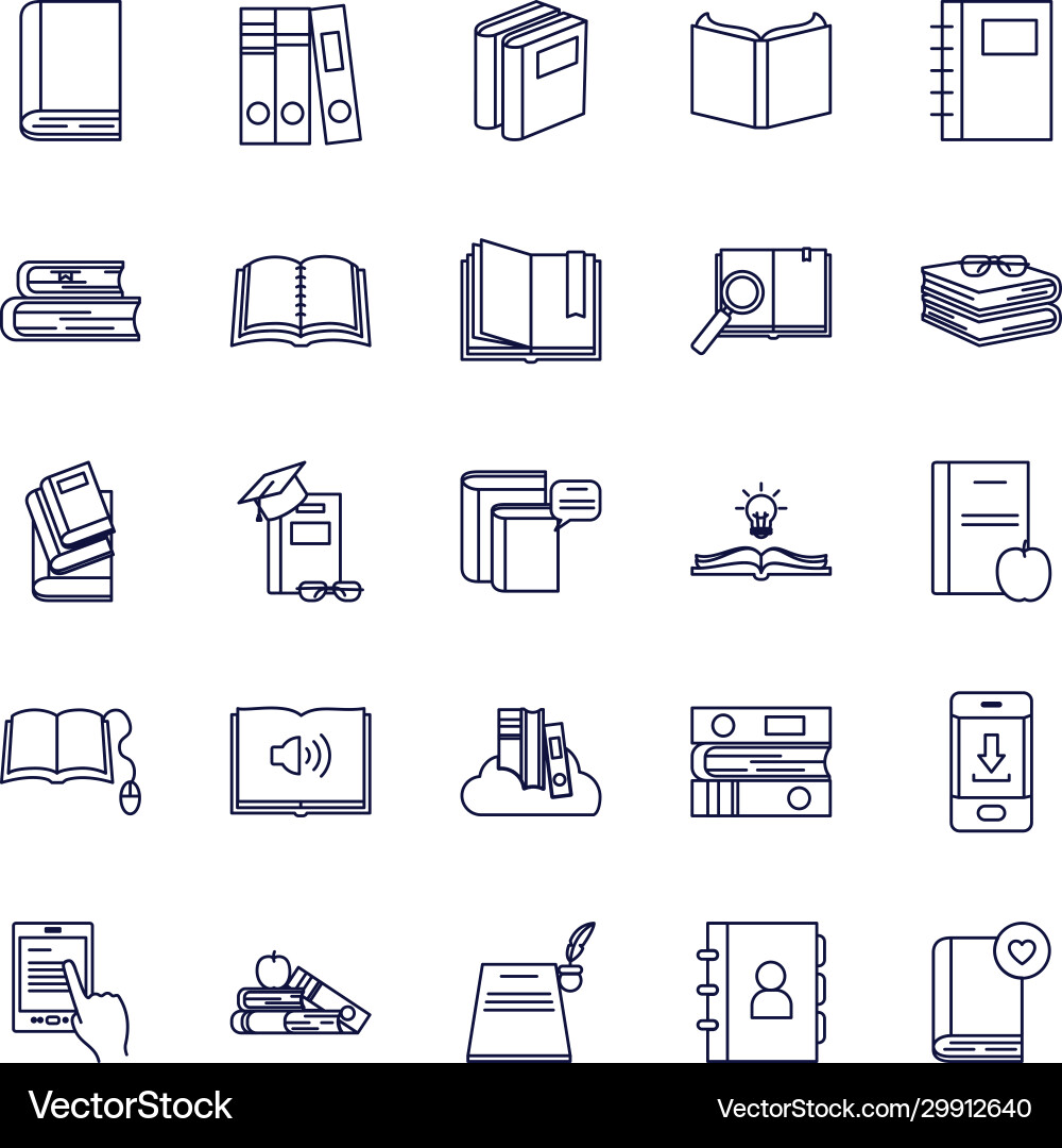 Isolated books line style icon set design Vector Image