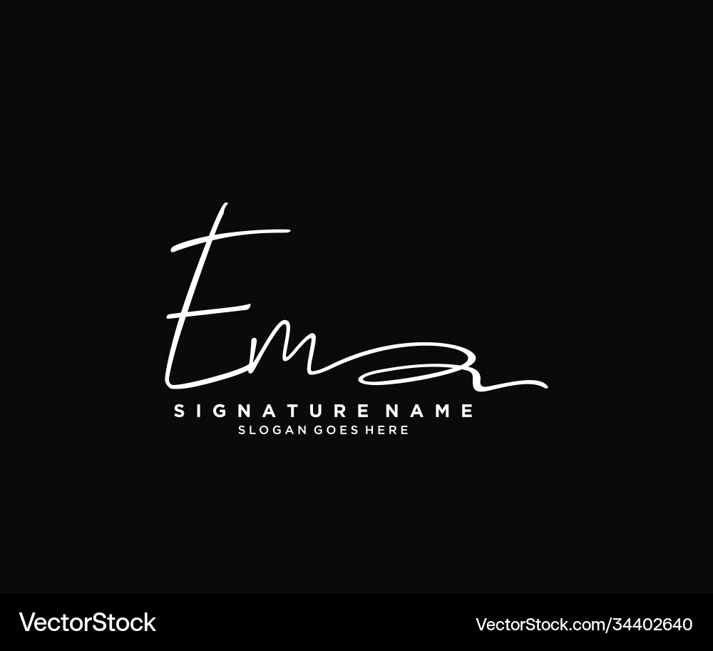 Letter em signature logo template Royalty Free Vector Image