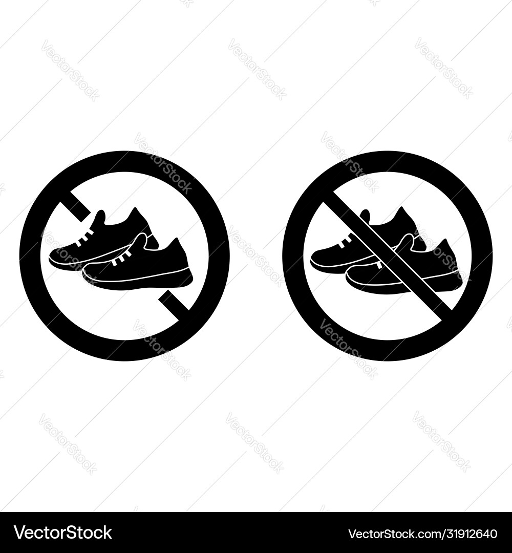 No shoes icon prohibited sneakers Royalty Free Vector Image
