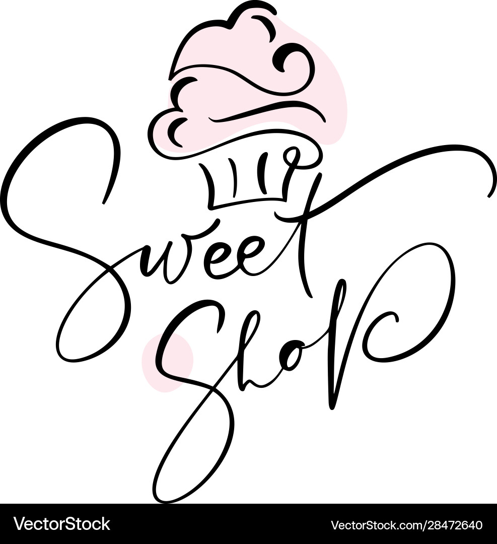 Sweet shop calligraphic text with logo Royalty Free Vector