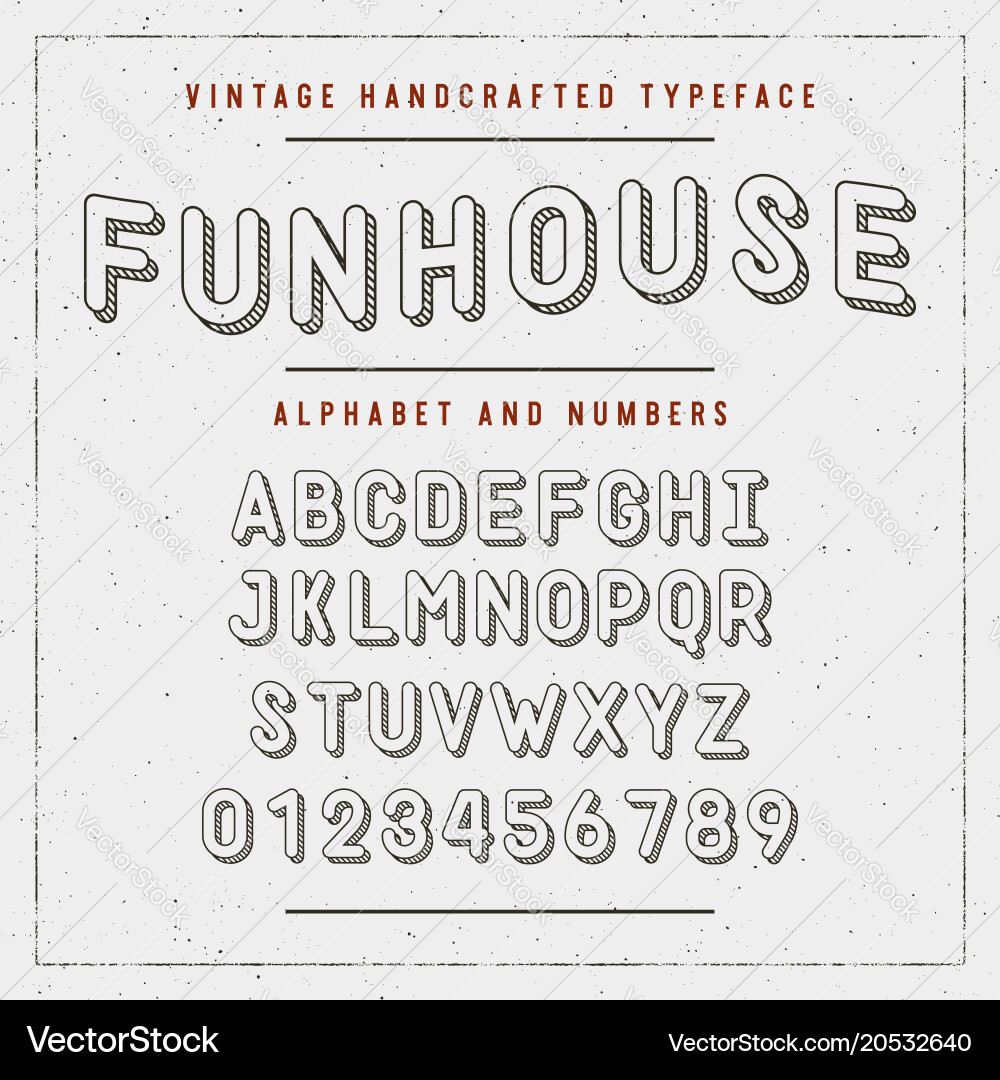 Vintage handcrafted font sans serif rounded Vector Image