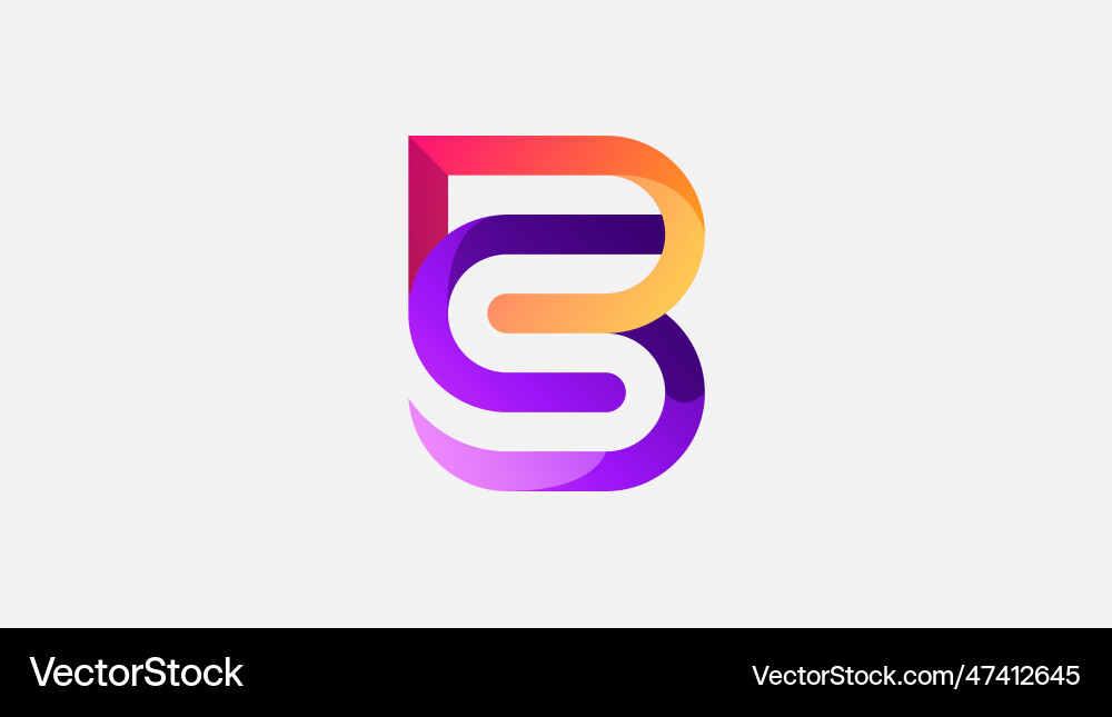 Alphabet sb or bs initial letter logo in gradient Vector Image