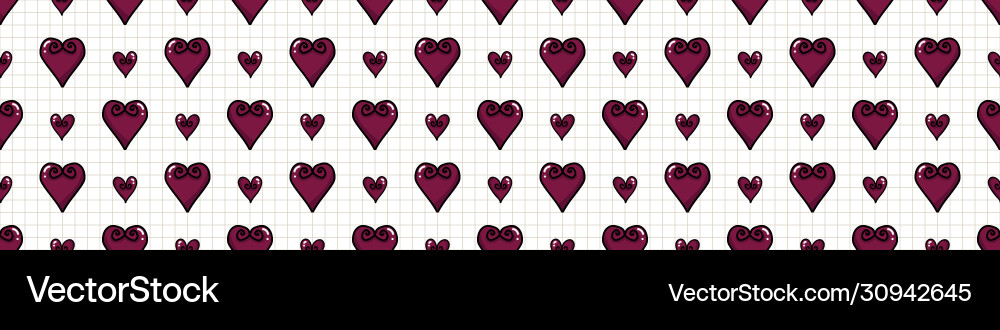 Cute hearts seamless border hand drawn Royalty Free Vector