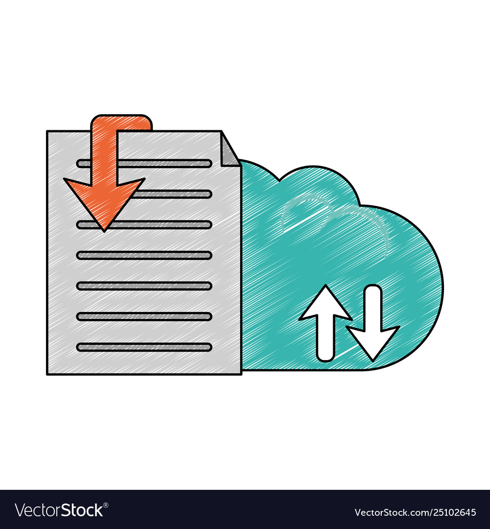 Documents on cloud computing scribble Royalty Free Vector