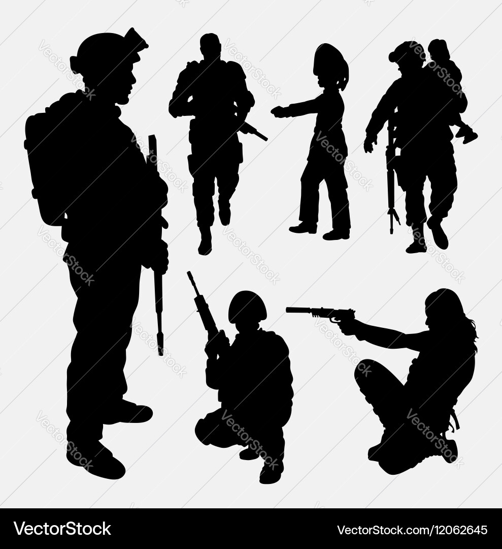 Military soldier army activity silhouette Vector Image