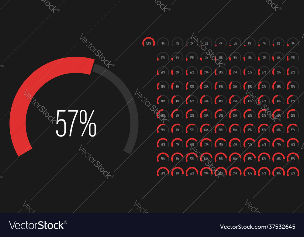 Set circular sector arc percentage progress bar Vector Image