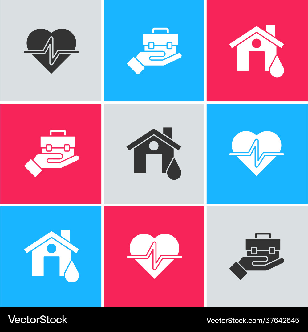 Set life insurance hand holding briefcase Vector Image