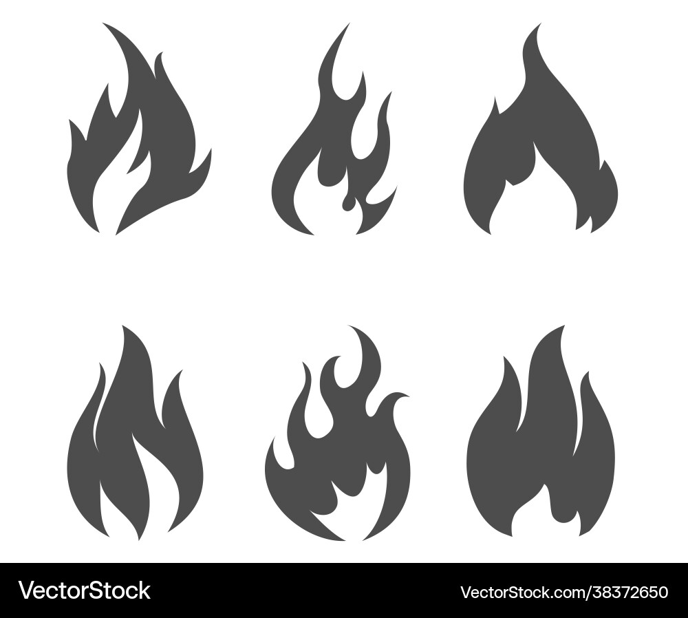 Black fire torch collection flaming abstract Vector Image