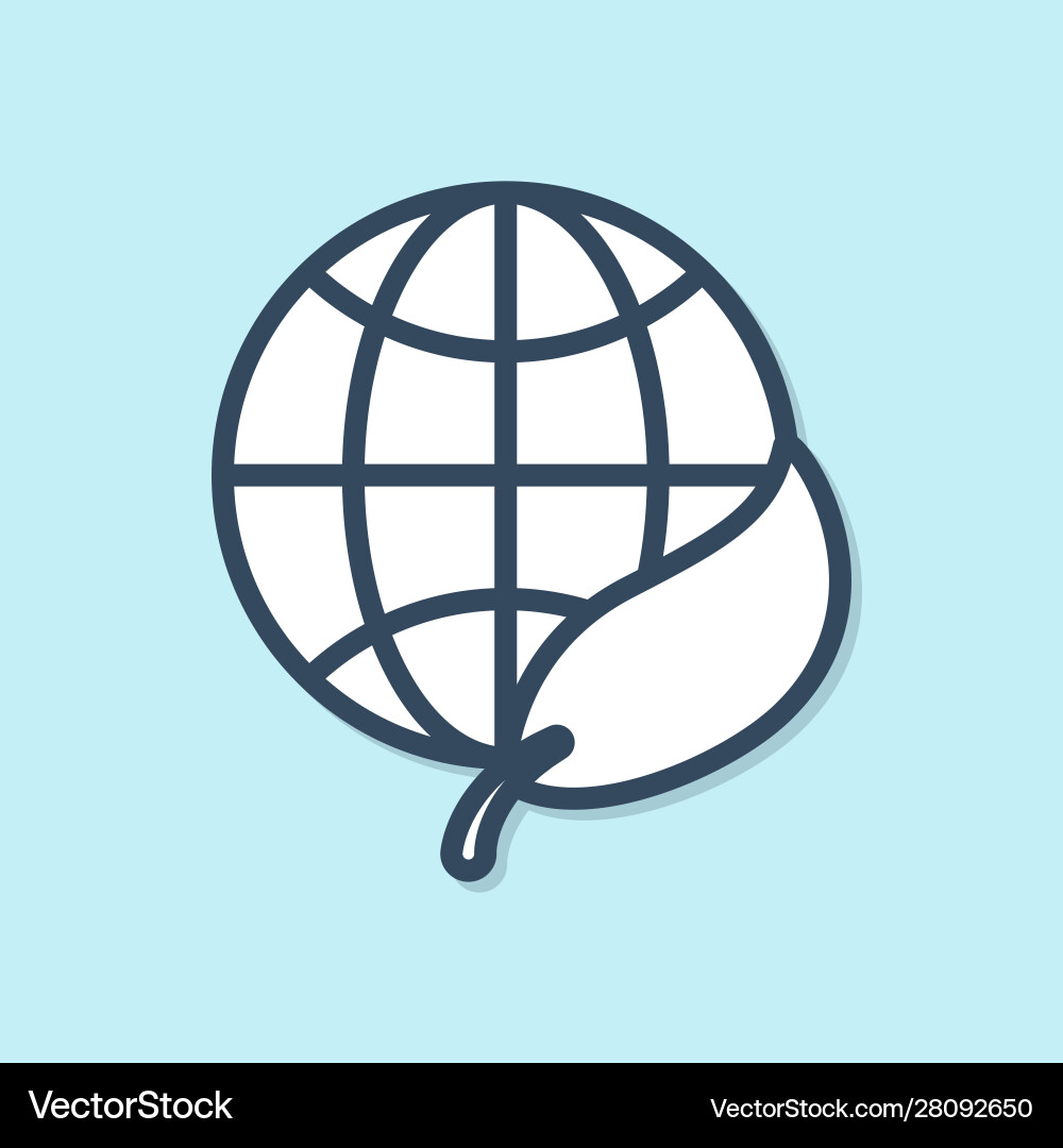 Blue line earth globe and leaf icon isolated Vector Image