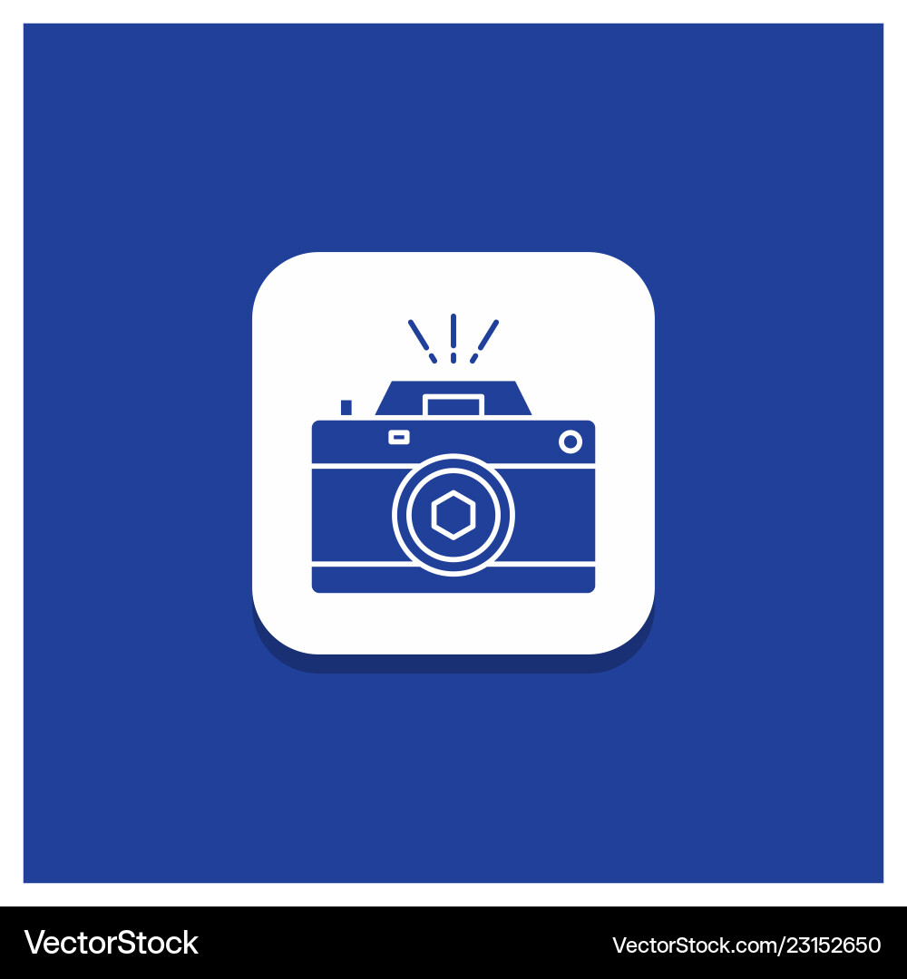 Blue round button for camera photography capture Vector Image