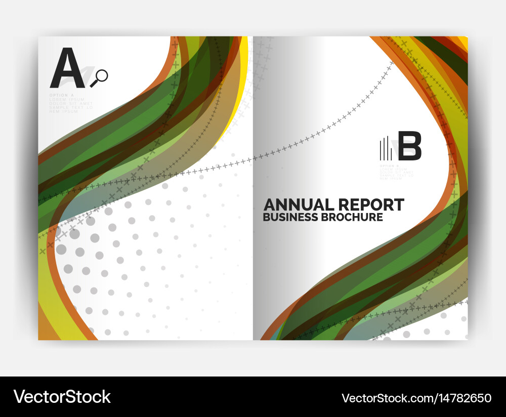 Business report cover template wave Royalty Free Vector