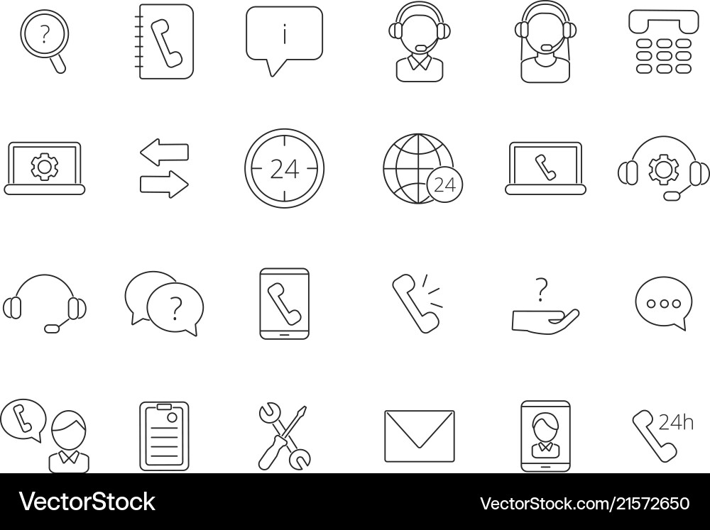 Call center support icons linear symbols Vector Image
