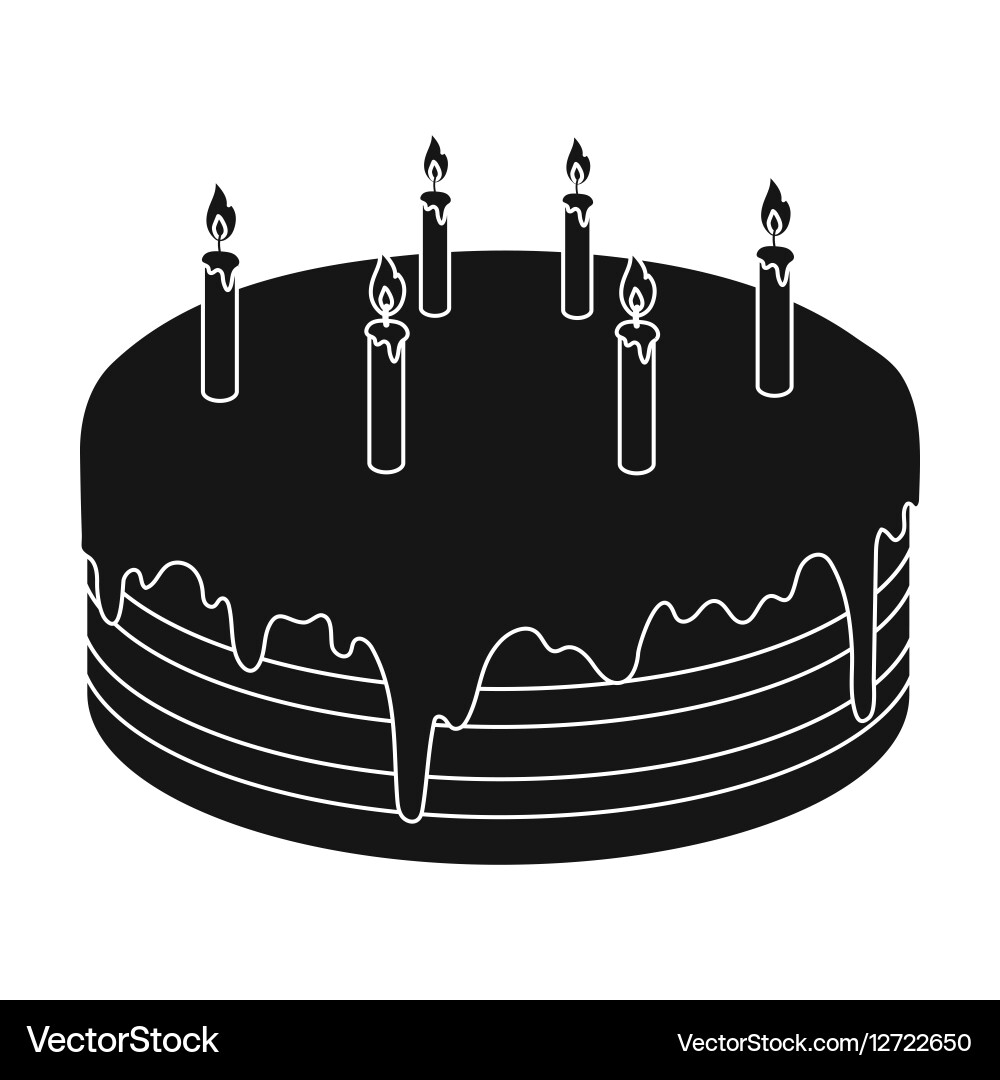 Chocolate cake icon in black style isolated Vector Image