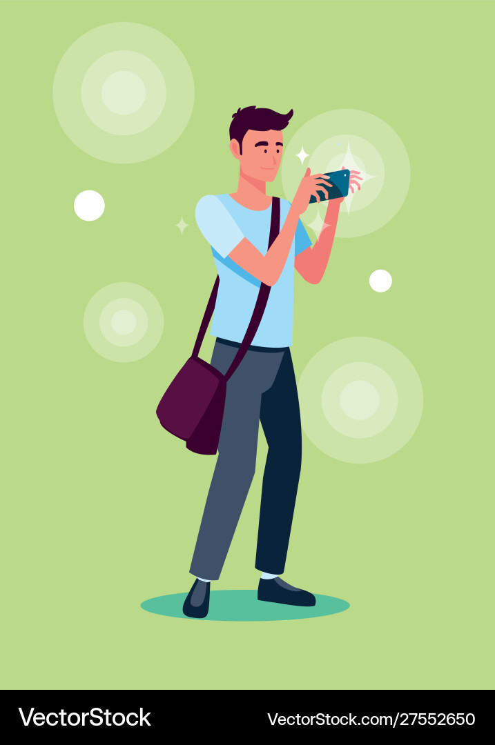 Handsome man taking a photo Royalty Free Vector Image