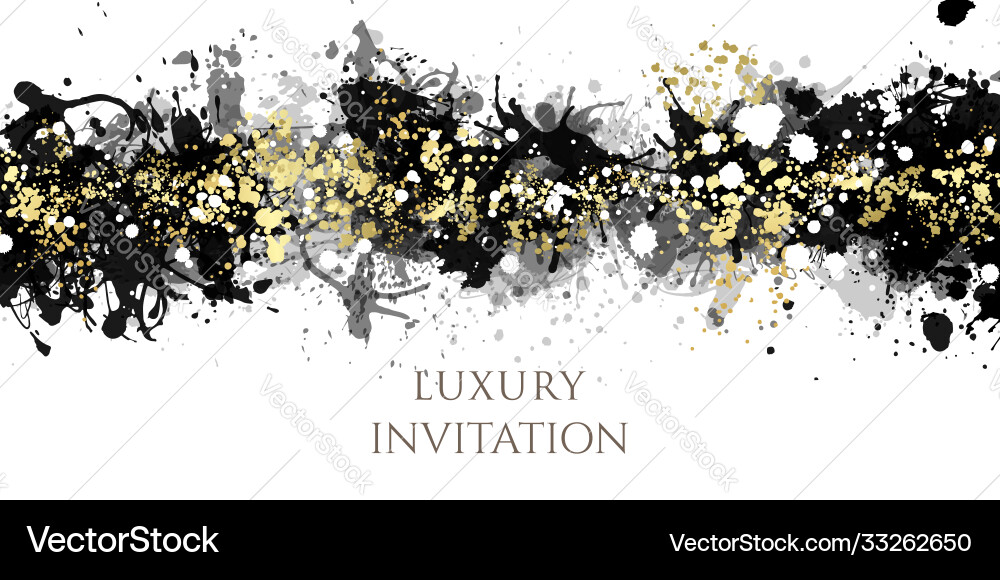 Luxury invitation with ink splash textured border Vector Image