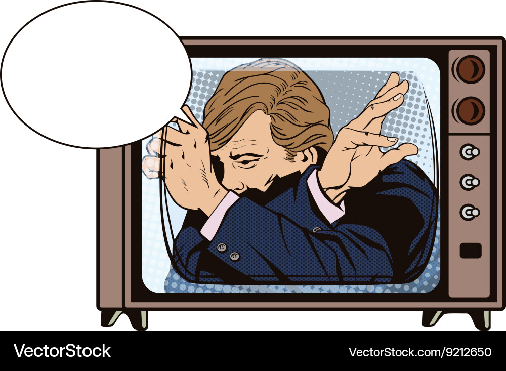 People in retro style scared man Royalty Free Vector Image