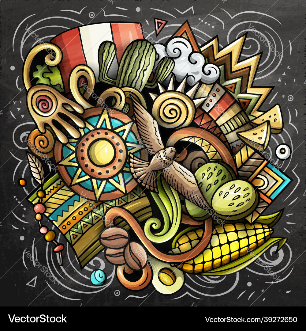Peru cartoon doodle chalkboard Royalty Free Vector Image