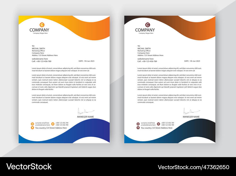 Professional business letterhead template Vector Image