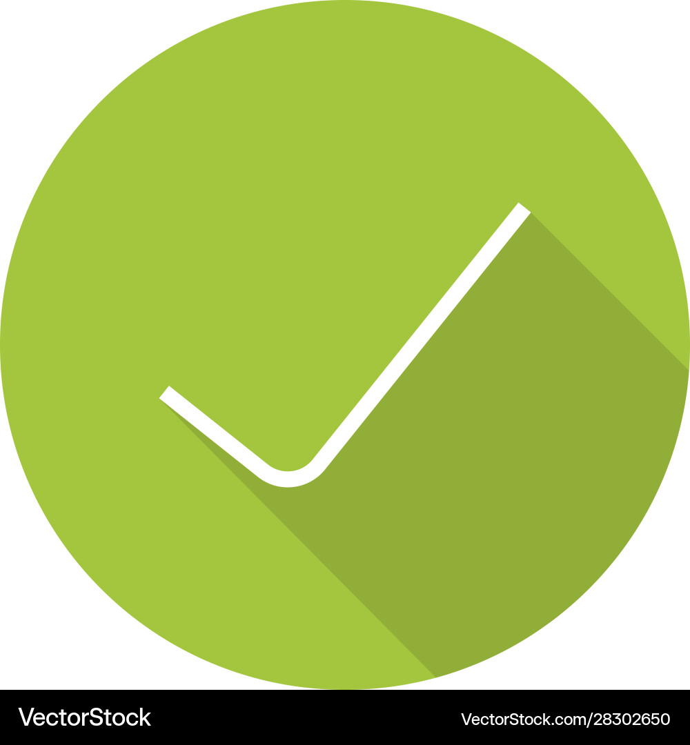 Tick flat design long shadow icon Royalty Free Vector Image
