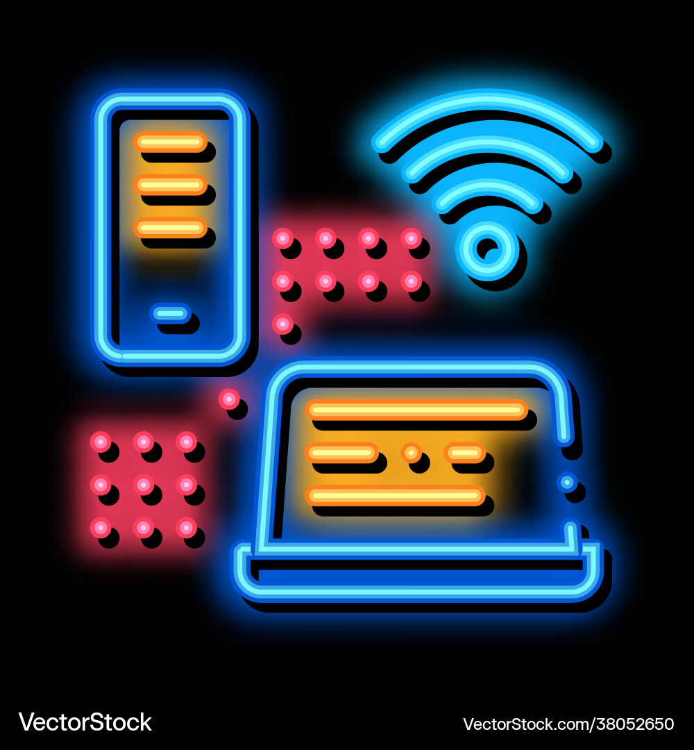 Wi-fi network spreads neon glow icon Royalty Free Vector