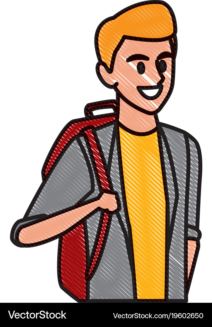 Young man student cartoon Royalty Free Vector Image