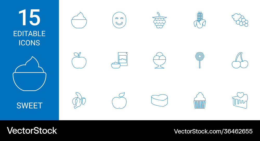 15 sweet icons Royalty Free Vector Image - VectorStock