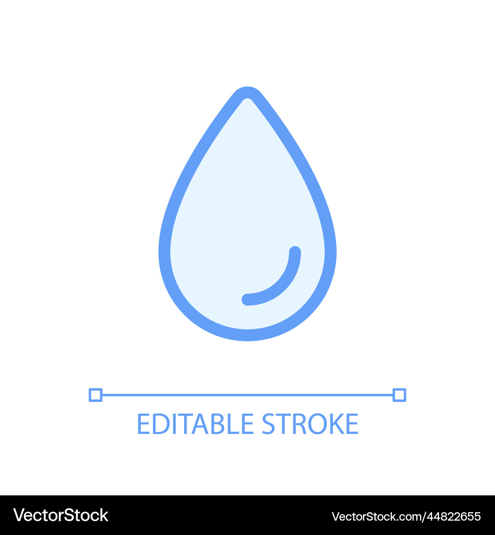 Blue drop pixel perfect glassmorphism ui icon Vector Image