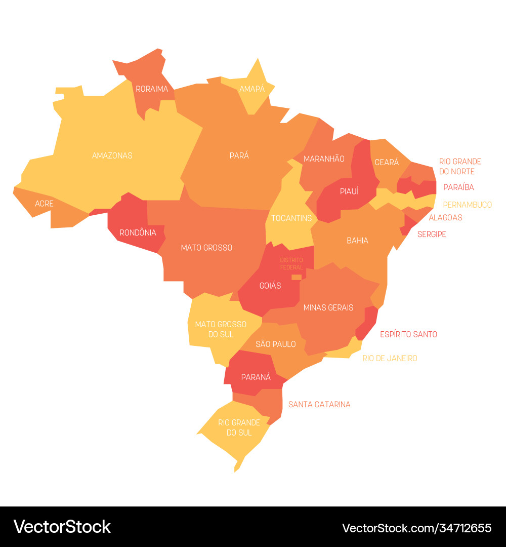 Brazil - map states Royalty Free Vector Image - VectorStock