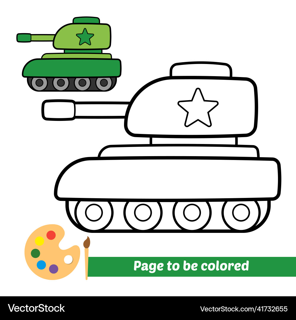 Coloring book for kids tank Royalty Free Vector Image