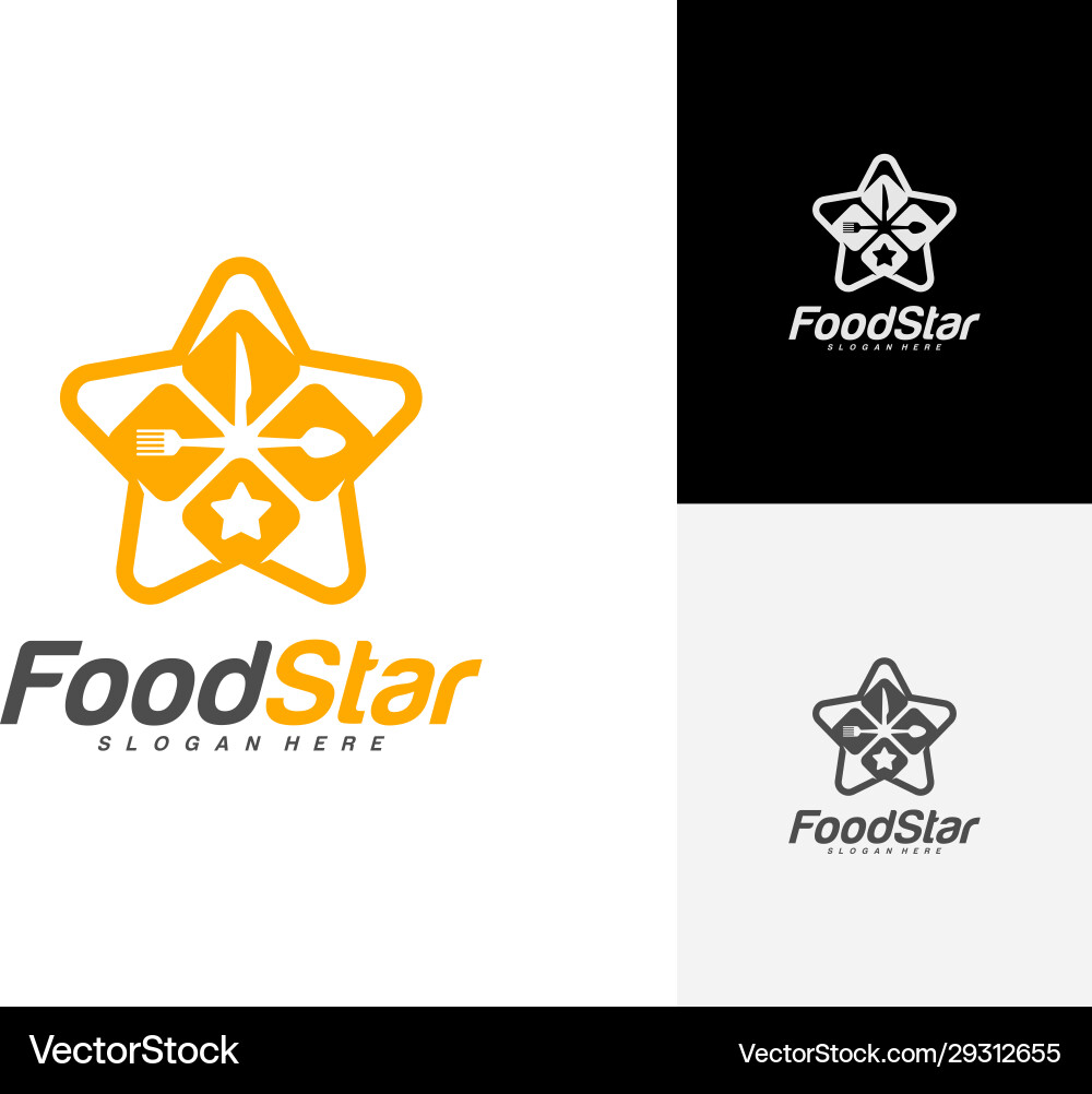 Creative food star logo design restaurant Vector Image