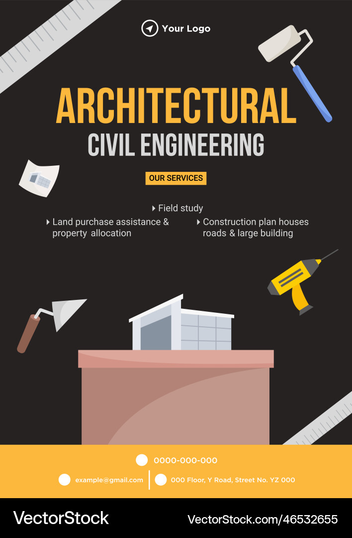 Flyer design of architectural civil engineering Vector Image