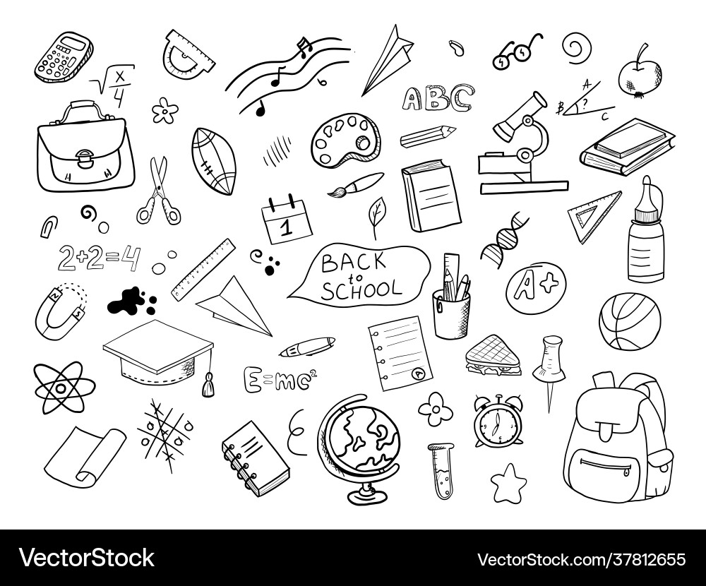 Freehand drawing school items back to school Vector Image