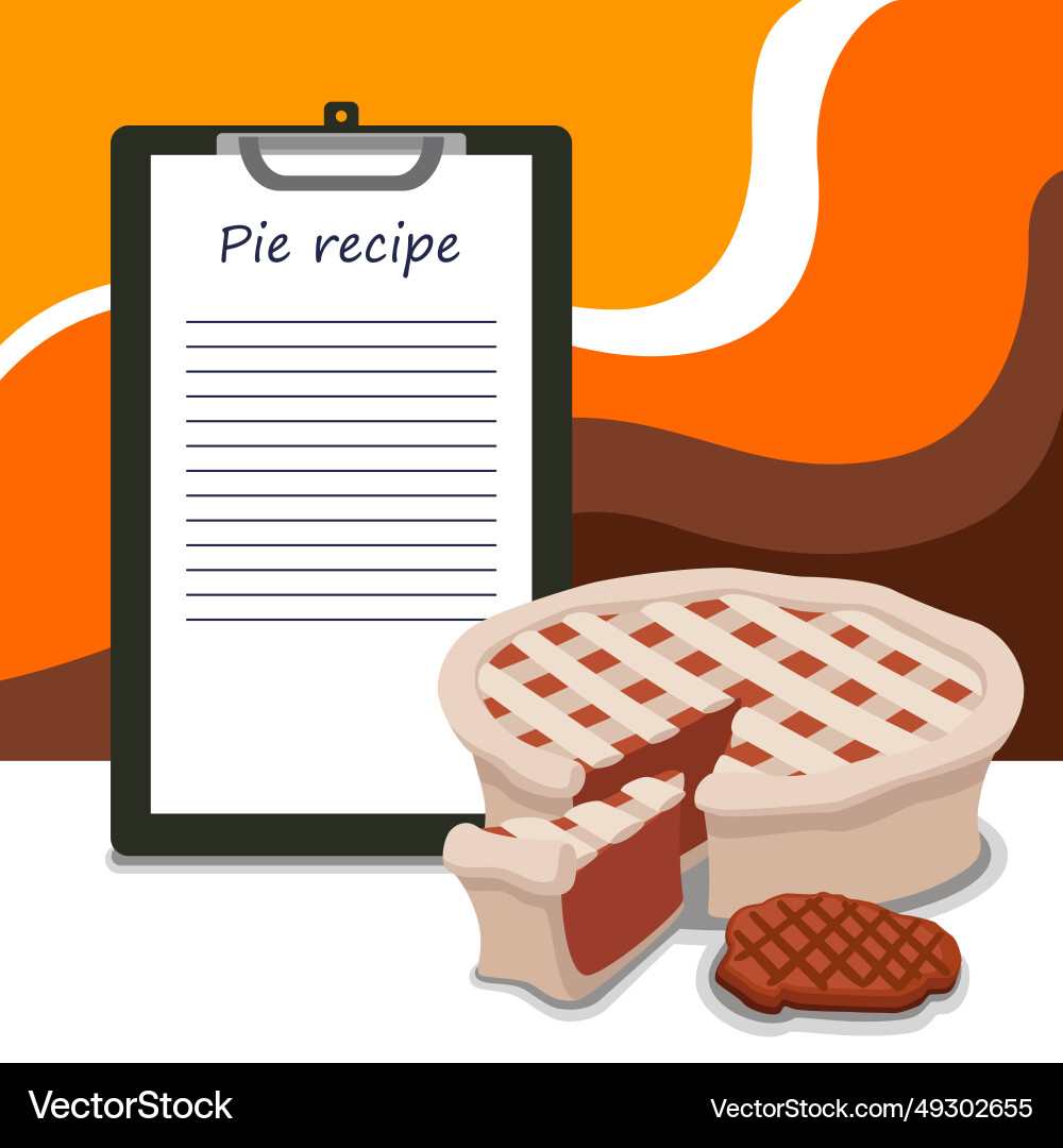 Meat pie recipe template place for writing text Vector Image