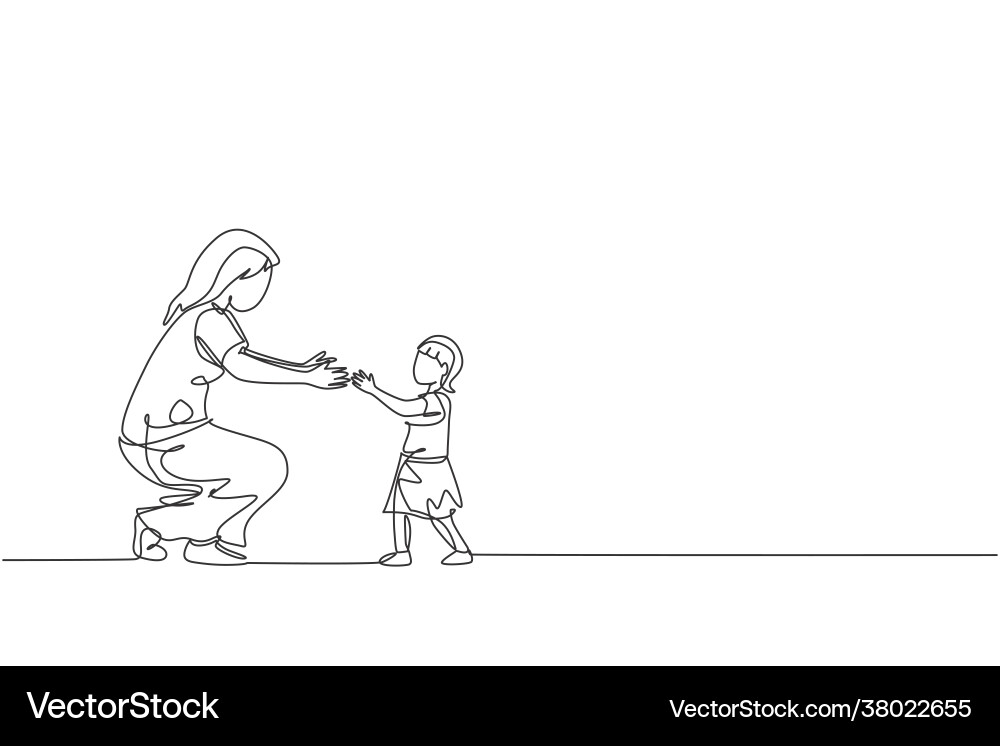 One single line drawing young mother ready Vector Image