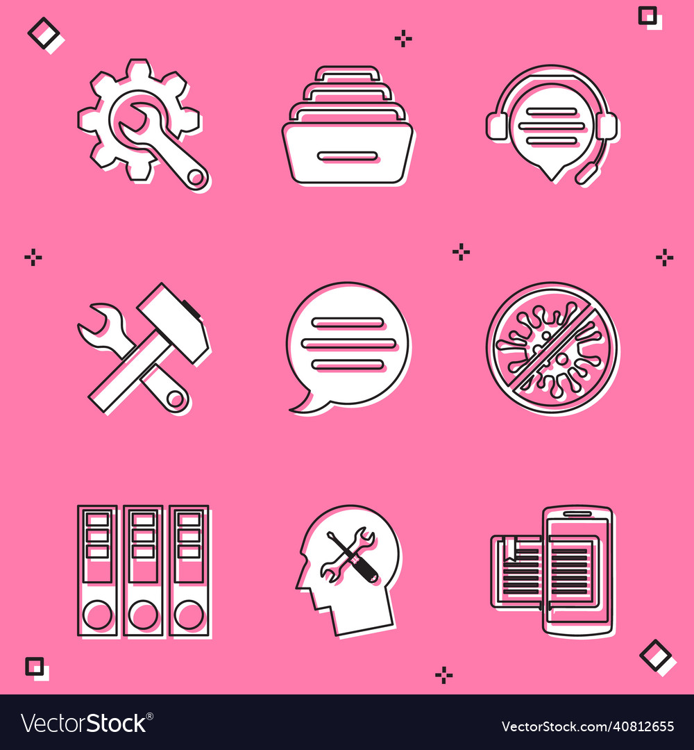 Set wrench and gear drawer with documents Vector Image Set wrench and gear drawer with documents Vector Image