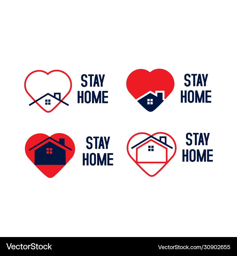 Stay home logo set collection for isolation and Vector Image