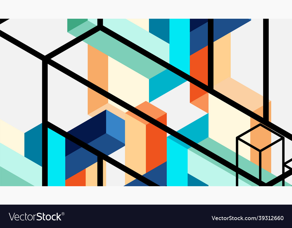 Abstract background 3d cubes cubic elements Vector Image