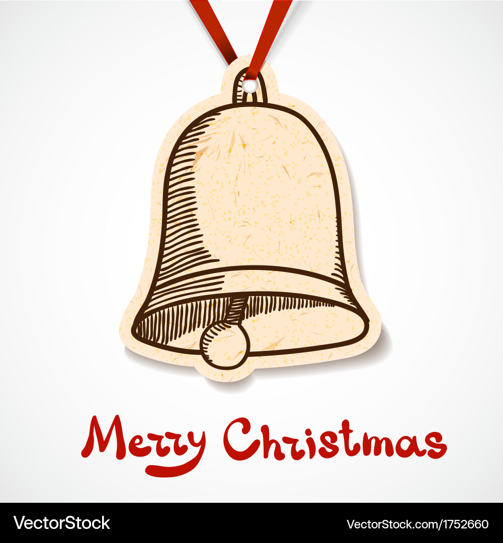 Bell paper label on ribbon Royalty Free Vector Image