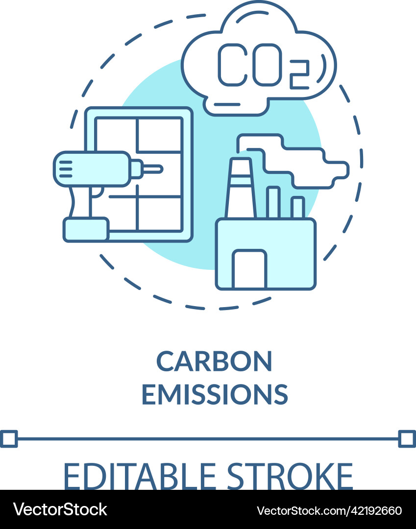Carbon emissions turquoise concept icon Royalty Free Vector