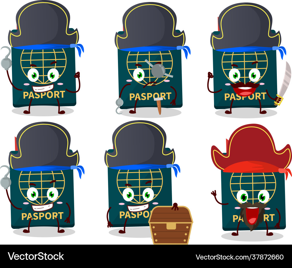 Cartoon character passport with various Royalty Free Vector