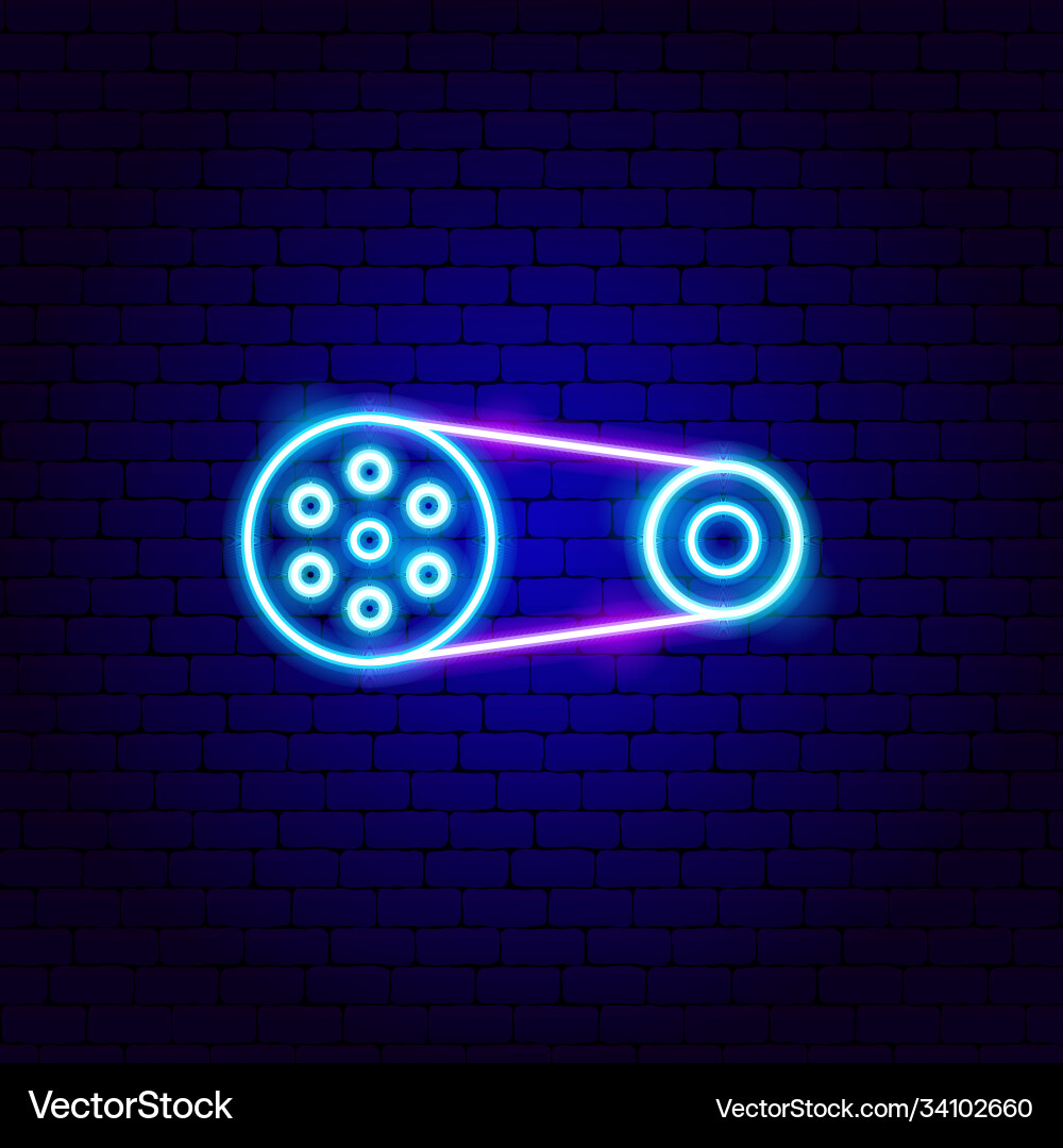 Chain transmission neon sign Royalty Free Vector Image