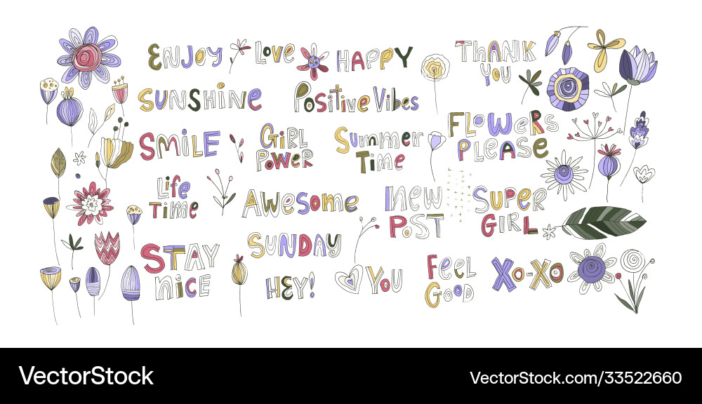 Hand drawn card floral set Royalty Free Vector Image