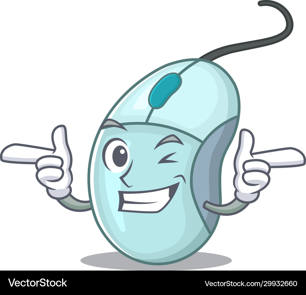 Mascot cartoon design computer mouse with wink Vector Image