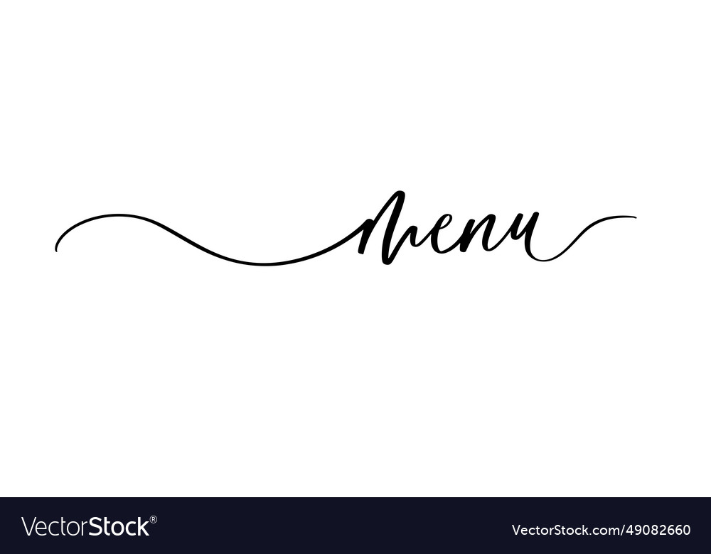 Menu handwritten text script Royalty Free Vector Image