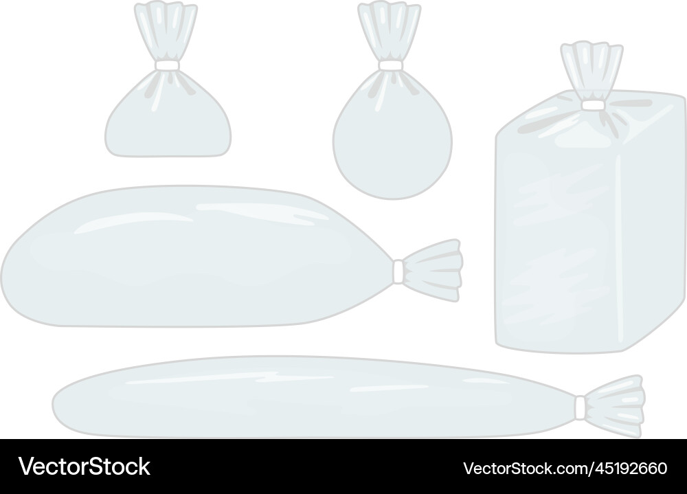 Plastic transparent package set wrap bag for food Vector Image
