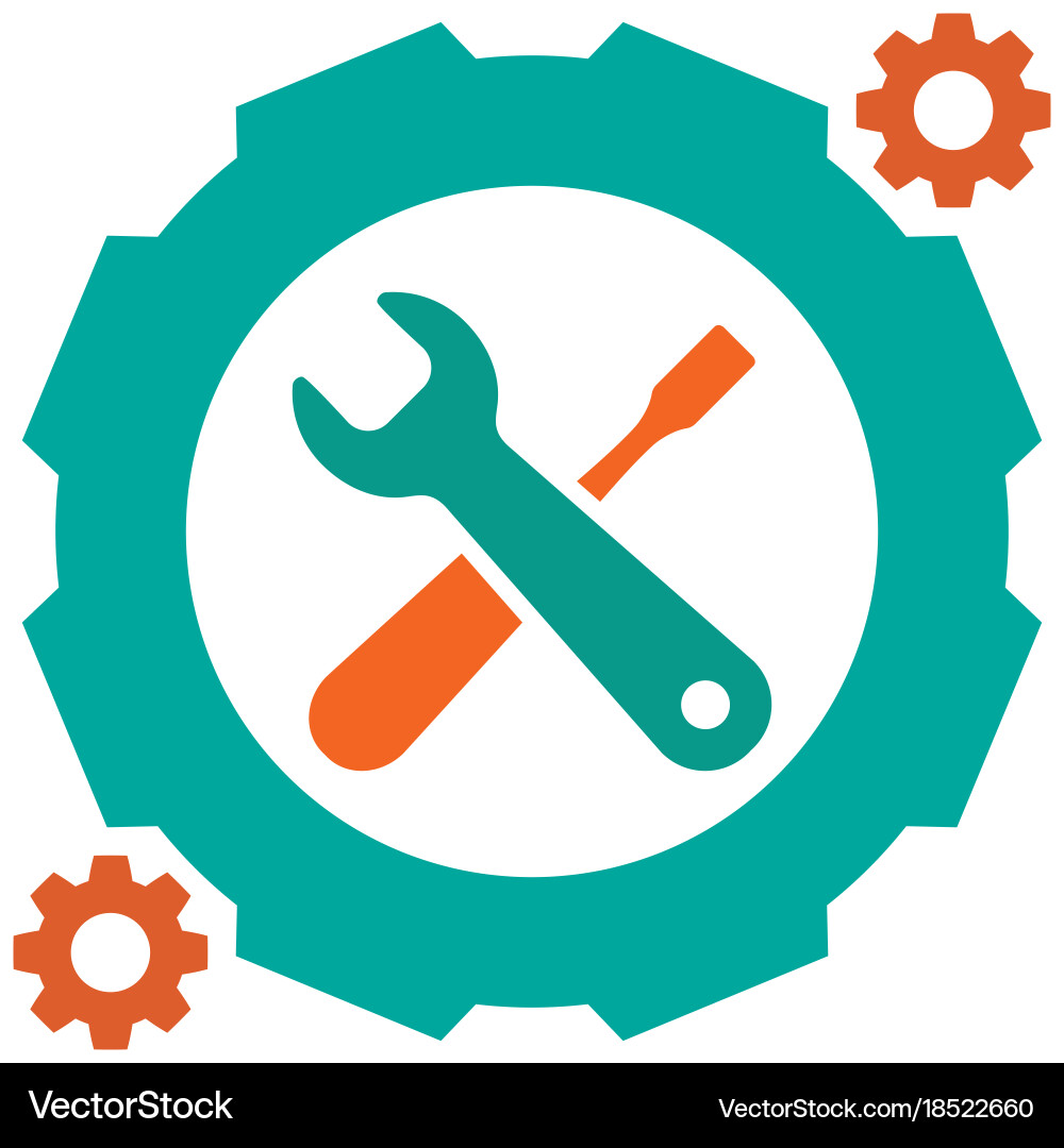 Service tool icons with gear and spanner Vector Image